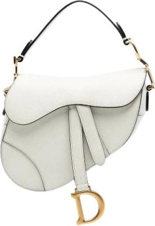 Dior Sac port&eacute; &eacute;paule Pre-owned Saddle - Femme - Pre-owned - Blanc - Taille: ONE Size