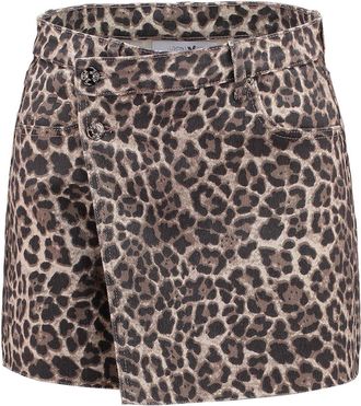 Hailys Damen Mini Jeans Hosenrock Skort La44nia Jeansrock Shorts Leopard-Muster QF-2409035 Leo (7878) XL