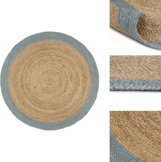 vidaXL Tapis fait à la main Jute avec bord vert olive 240 cm - Tapis En Jute - Tapis Rond - Tapis Artisanal - Tapis Naturel - Tapis Décoratif