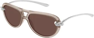 Bottega Veneta BV1418S Acetate Aviator Sunglasses - Beige
