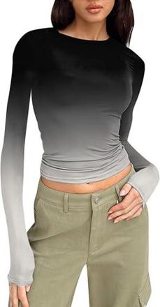 Generic T-shirt d&eacute;t&eacute; &agrave; manches courtes d&eacute;contract&eacute; pour femme - T-shirt de sport - T-shirt d&eacute;t&eacute; d&eacute;contract&eacute; - Pour adolescentes et filles, gris, XS