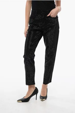 AllSaints Straight Leg RALI Jeans Embellished with Rhinestones 16cm size 27