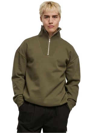 Urban Classics Herren Sweater Cut & Sew Troyer, l&auml;ssiger M&auml;nner Pullover mit hohem Kragen und Halb-Rei&szlig;verschluss, Gr&ouml;&szlig;en S - 5XL