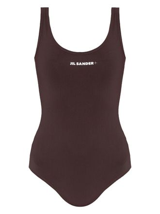 Jil Sander maillot de bain &agrave; logo imprim&eacute; - Marron