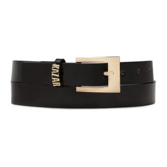 Kazar Schmaler lackierter G&uuml;rtel mit goldenem Logo - - Accessories - Damen - Schwarzk - 80 CM