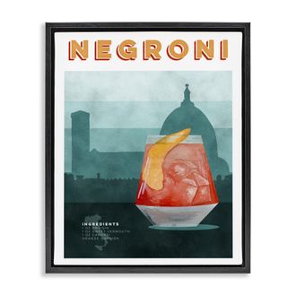 Stupell Industries Brett Blumenthal, Retro-Stil, Motiv: Negroni und Architektur, gerahmt, Motiv Floater, Grau, 53,3 x 43,2 cm