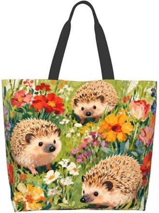 Generic Fleurs De H&eacute;risson Sac Courses Grand Sacs De Courses Imperm&eacute;able Sac Cabas Pour Shopping Travail Plage