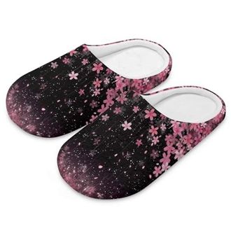 Coloranimal Pantoufles dint&eacute;rieur r&eacute;utilisables en coton pour femme - Pour chambre dinvit&eacute;s - Chaussures dint&eacute;rieur tendance &agrave; bout ferm&eacute;, Fleurs de cerisier, 38.