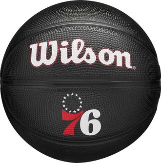 Wilson NBA Team Tribute Mini Basketball, Pr&auml;zisionskan&auml;le, Dynamischer Grip mit verbesserter Luftstabilit&auml;t, NBA-zugelassen, Team: Philadelphia 76ers, Farbe: