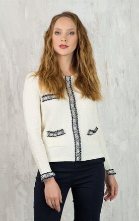 Passioni Cardigan Strickjacke mit verzierten Bordendetails