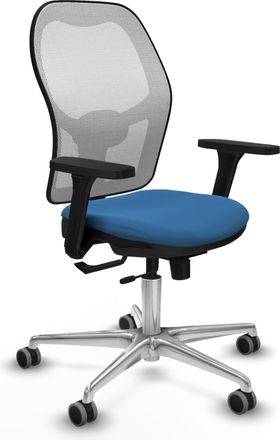 Piqueras y Crespo B&uuml;rostuhl mit 3D-Armen, h&ouml;henverstellbare Lendenwirbelst&uuml;tze, ausgestattet mit Syncro/Traslack und injiziertem Schaum. Wei&szlig;/Hellblau