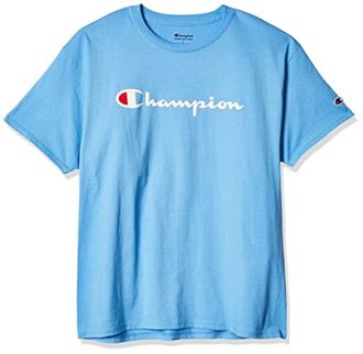 Champion Herren, Classic Graphic, Soft and Comfortable for Men, Logo (Reg. Or Big & Tall) T-Shirt, Swiss Blue Script, Mittel
