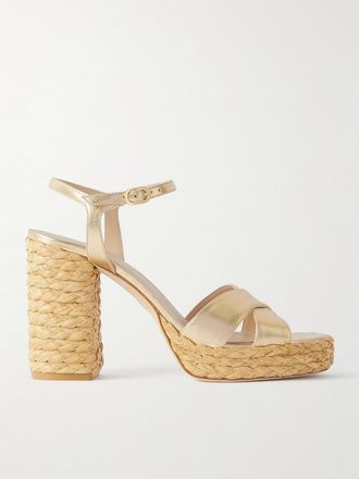 Stuart Weitzman Sandales Plates-formes En Cuir Métallisé Dayna - Doré