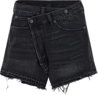 R13 Femme, Shorts, Noir, Taille: W26 Short Crossover en Denim