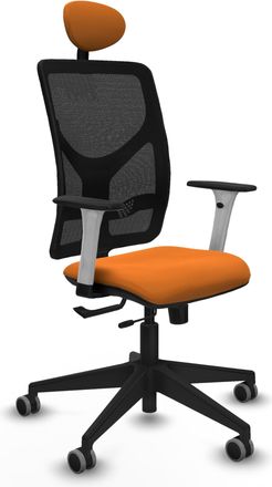 Piqueras y Crespo Ergonomischer Stuhl mit hoher R&uuml;ckenlehne, mit wei&szlig;en und schwarzen Armlehnen, h&ouml;henverstellbare Lendenwirbelst&uuml;tze und festes Kopfteil, ausgestattet 