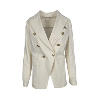 Circolo 1901 Femme, Vestes, Beige, Taille: 42 FR Veste Courte Croisée en Piqué