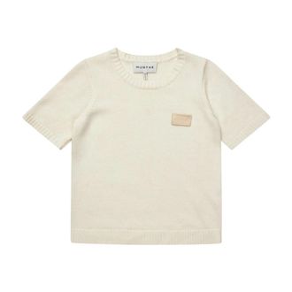 Munthe Eleganter Elfenbein Strick mit Logopatch - - Tops - Damen - Beige - 2XL