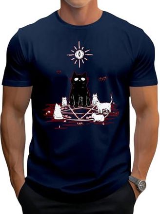 Generic T-shirt &agrave; manches courtes pour homme | T-shirt &agrave; manches courtes pour Halloween avec col rond surdimensionn&eacute; - V&ecirc;tements d&eacute;t&eacute; tendance en coton, Bleu 