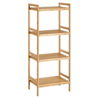 Songmics Bambusregal, Küchenregal, Badregal, Bücherregal, Standregal mit 4 Ablagen, 45 x 31,5 x 111 cm, für Bad, Küche, Wohnzimmer, Schlafzimmer, Balkon, natur