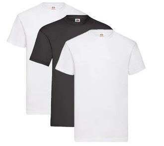 Fruit Of The Loom Classic T-Shirt Value Weight auch Farbsets S M L XL XXL 3XL 4XL 5XL Value Weight (3XL, 2X Weiss + 1x Schwarz + 1HL Kauf Notizblock)