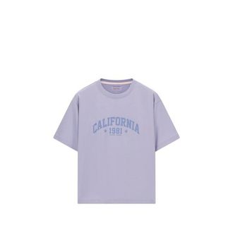 Guess Tee-shirt droit col rond en coton m&eacute;lang&eacute; s&eacute;rigraphi&eacute;