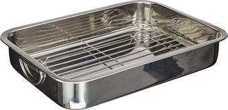 GSW 809252 EDELSTAHL Viereckpfanne mit Einsatz 40cm, silber, 40 x 28 x 7.1 cm, 1 St&uuml;ck