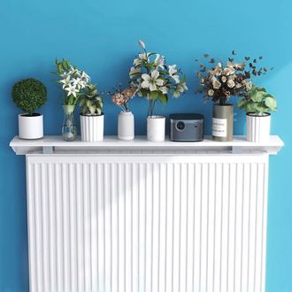 Generic Heizkörperverkleidung, 13cm Tiefes Weiß Heizungsregal, Stilvolle Heizung Verkleidung zur Dekoration und Aufbewahrung, Kein Bohren Erforderlich mit Hal