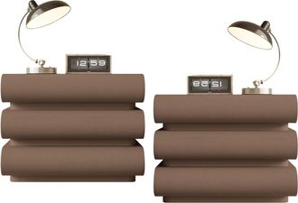 Generic Nachttisch Mit 3 Schubladen - Massivholz-Nachttisch Mit Mikrofaserleder Überzogen, Kein Zusammenbau Erforderlich (50 cm B × 50 cm T × 39,9 cm H, Schwa