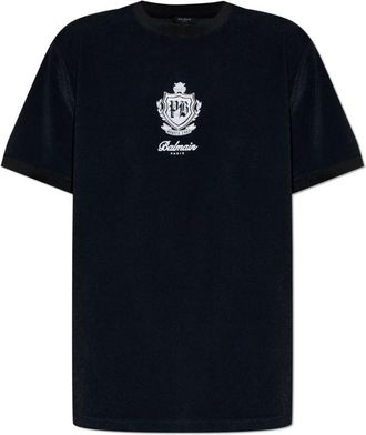 Balmain Homme, Tops, Noir, Taille: XL T-shirt avec logo brod&eacute;