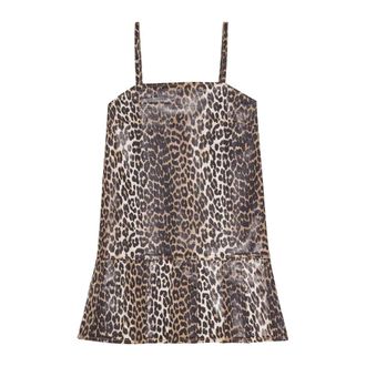Ganni Leopard Foil Kleid - - Dresses - Damen - Mehrfarbig - M