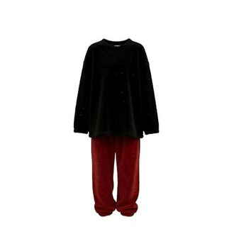 Generic YUJIEBB Ensemble de pyjama dhiver en polaire pour femme, v&ecirc;tements de nuit, pantalon 2 pi&egrave;ces, costume dint&eacute;rieur moelleux, d&eacute;contract&eacute;, chaud en flan