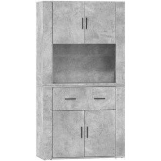 vidaXL Buffet haut Gris b&eacute;ton Bois ding&eacute;nierie