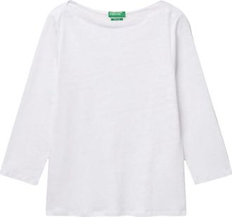 Benetton T-Shirt Femme, Blanc, Large
