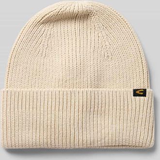 Camel Active Beanie mit breitem Umschlag und Label-Detail