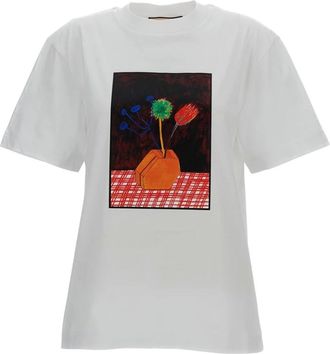 Plan C Plan C, Femme, Tops, Blanc, Taille: 38 FR Cotton T-shirt with Print