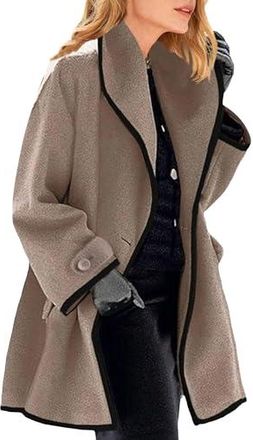 Generic Long Wool Winter Coats for Women Winter Wool Blend Overcoat Double Breasted Notch Lapel Long Trench Coat Camel 4X Large