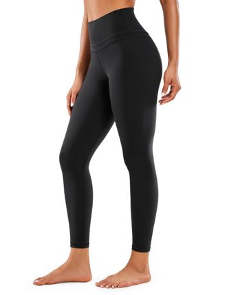 CRZ YOGA Damen Naked Feeling Sport Leggings High Wasit Sporthose Yogahose Blickdicht Lange Yoga Leggins - 64cm Schwarz 38