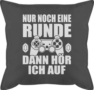 Shirtracer Kissen 50x50 - Statement mit Sprüchen - Nur noch eine Runde dann hör ich auf - 50 x 50 cm - Grau - gamerkissen kissenbezug spruch sprüche game kissenb
