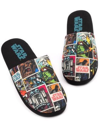 Star Wars Hausschuhe Mens Erwachsene Comic Slip-On Black House Schuhe 45-46 EU
