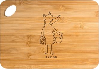 Mr. & Mrs. Panda Bambus - Schneidebrett Fuchs Laterne - Geschenk, Aufmuntern, Schneidebrett Holz, Sankt Martin, Laternenumzug, Liebeskummer Spruch