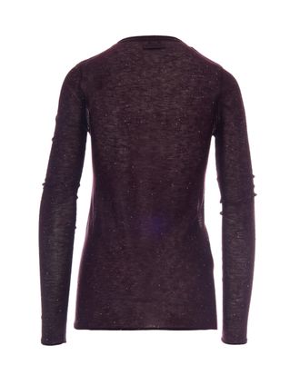 Pinko Womens Sweater Ultrafine Micropaillettes Plum Purple Perfect Wool Polyester Jumpers