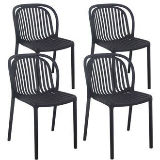 Oviala Oviala - Lot de 4 chaises de terrasse en plastique noir