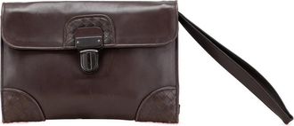 Bottega Veneta Clutches - Intrecciato Trimmed Leather Clutch - Gr. unisize - in Braun - für Damen