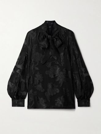 Etro Schluppenbluse Aus Chiffon Mit Jacquard-muster - Schwarz