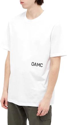 OAMC Oamc, Homme, Tops, Blanc, Taille: S T-shirt Wise Tricot&eacute; avec Graphiques Subtils