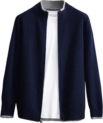 Generic Manteaux dhiver en tricot &agrave; col montant pour homme - Pull en cachemire uni - Fermeture &eacute;clair - Cardigan d&eacute;contract&eacute; et chaud, Masquer, M