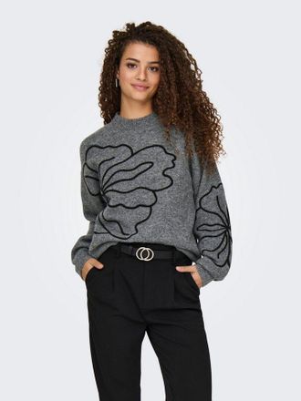 Jacqueline de Yong Strickpullover JDYJELLA L/S FLOWER PULLOVER KNT NOOS Materialmix, regular fit