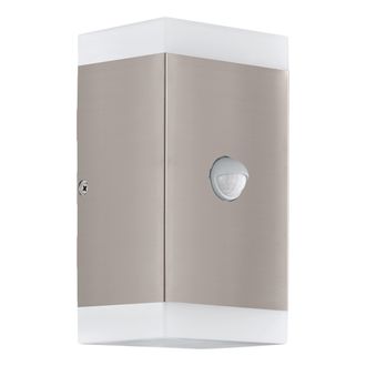 Eglo LED Au&szlig;en Wandlampe Carpinera, 2 flammige Au&szlig;enleuchte mit Bewegungsmelder, D&auml;mmerungssensor, Wandleuchte eckig aus Edelstahl, Kunststoff, Wei&szlig;, LED A