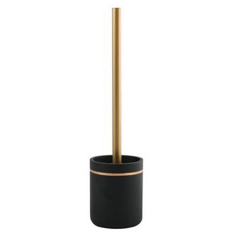 Spirella Bly Bürste Toilettenbürste Klobürste WC Garnitur aus Polyresin matt Schwarz Gold, Black, Moyen