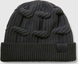 Stella McCartney Falabella Cable-Knit Beanie, Woman, Dark grey melange